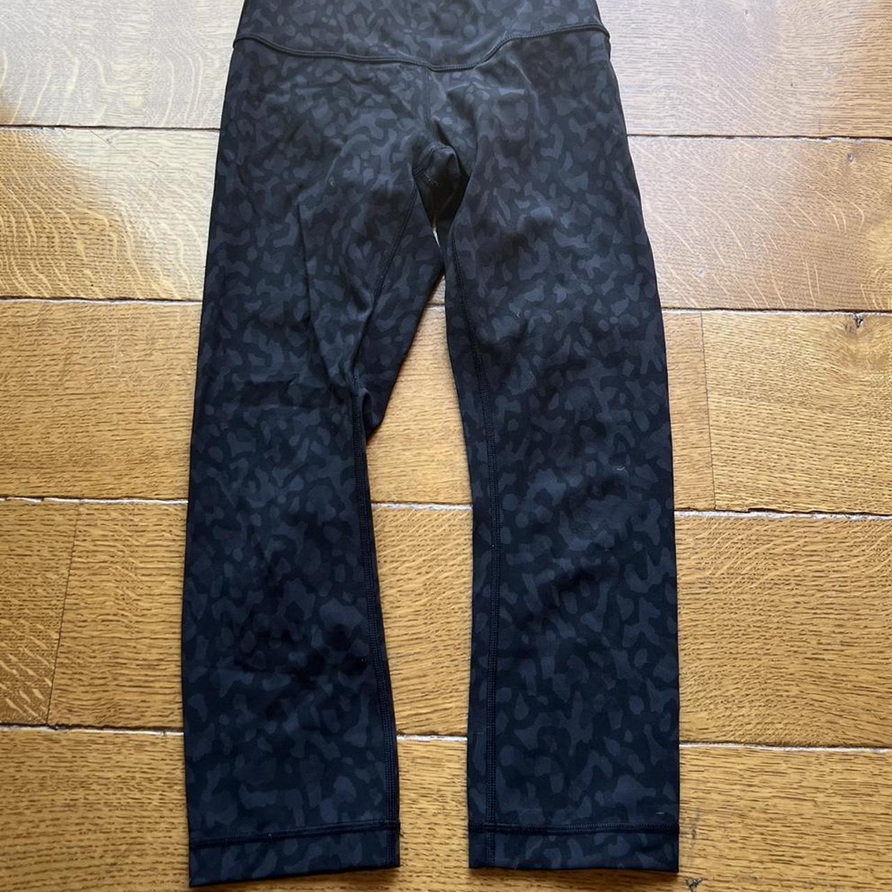 lululemon black cheetah print leggings. size 2 super... - Depop