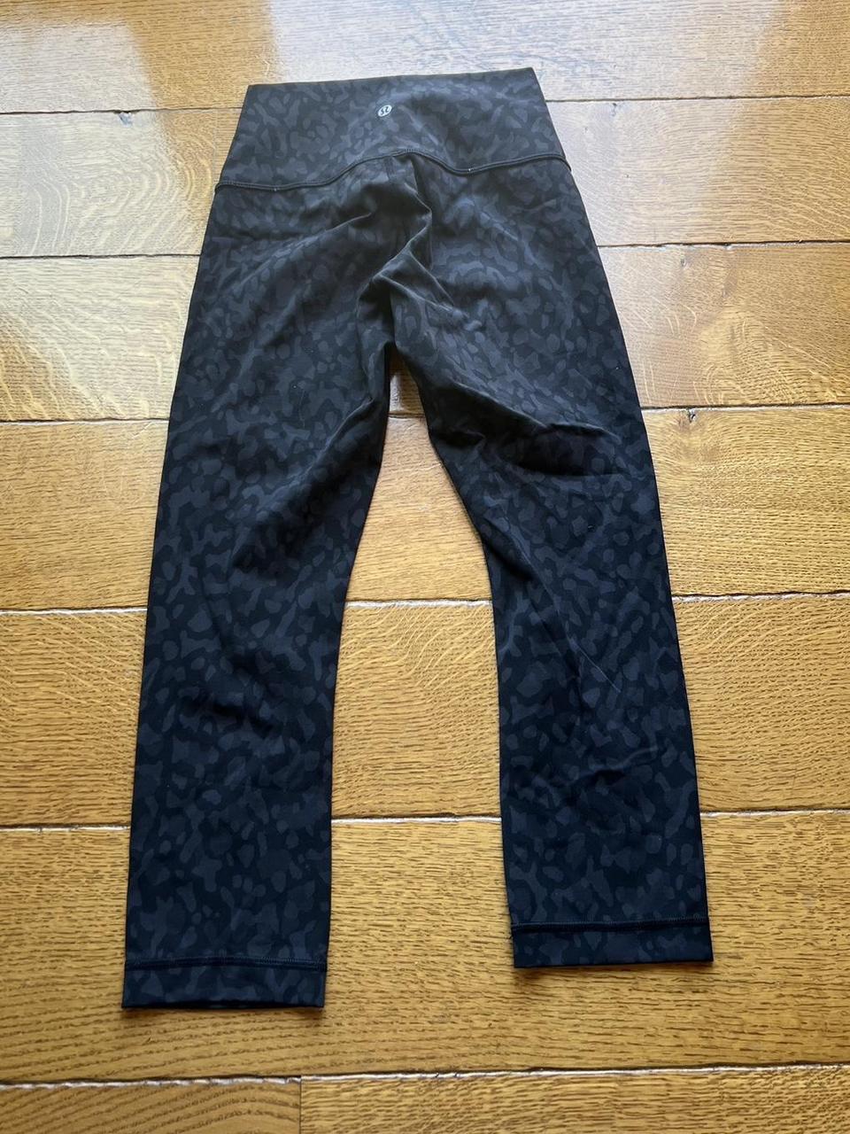 lululemon black cheetah print leggings. size 2 super... - Depop