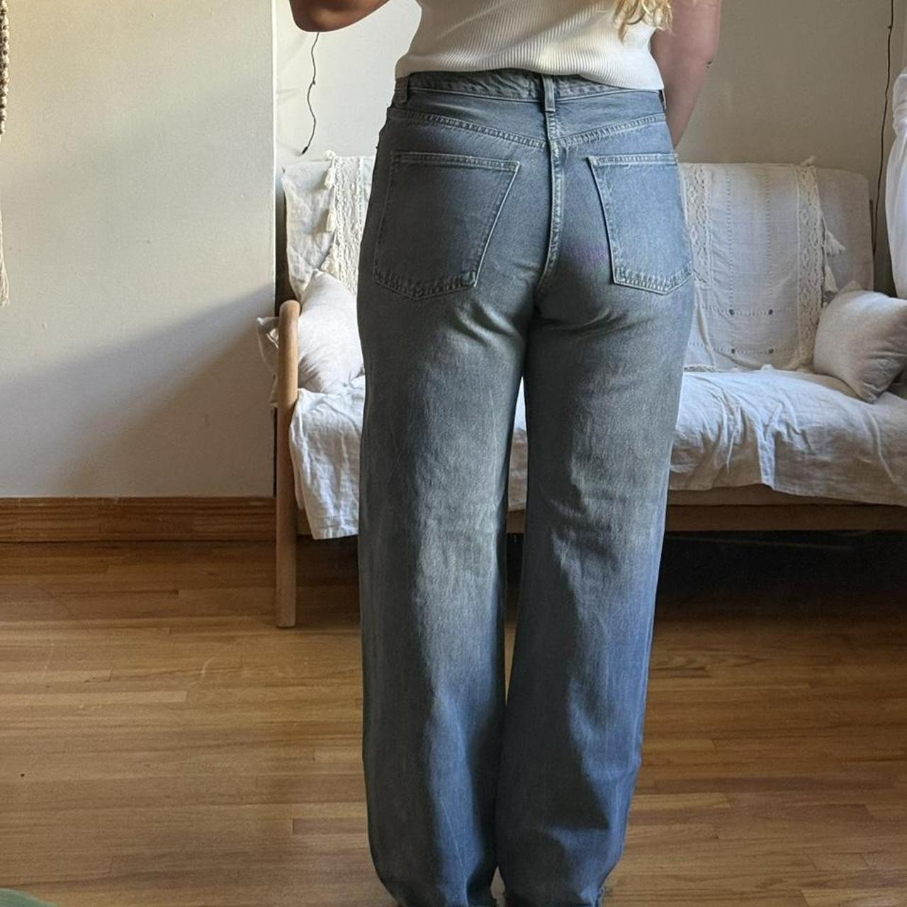 High-waisted wide-leg, denim blue jeans. These jeans... | Depop