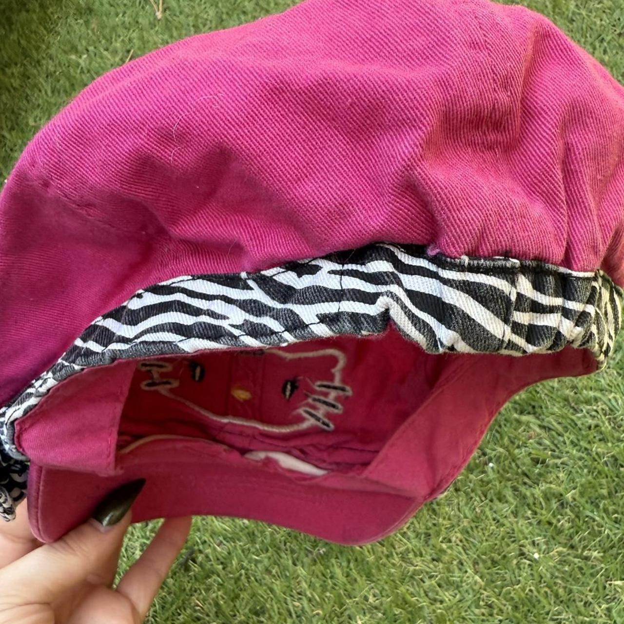 Pink Hello Kitty zebra print hat with bow #kidcore... | Depop