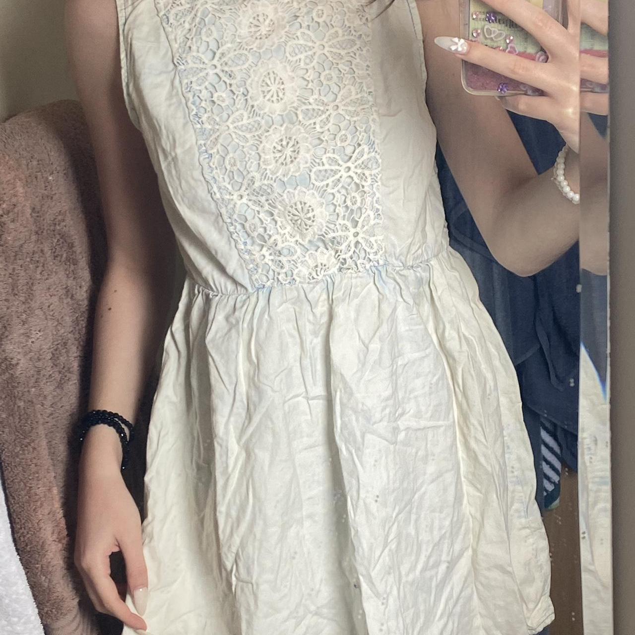 Super cute baby powder blue mini dress with white... | Depop