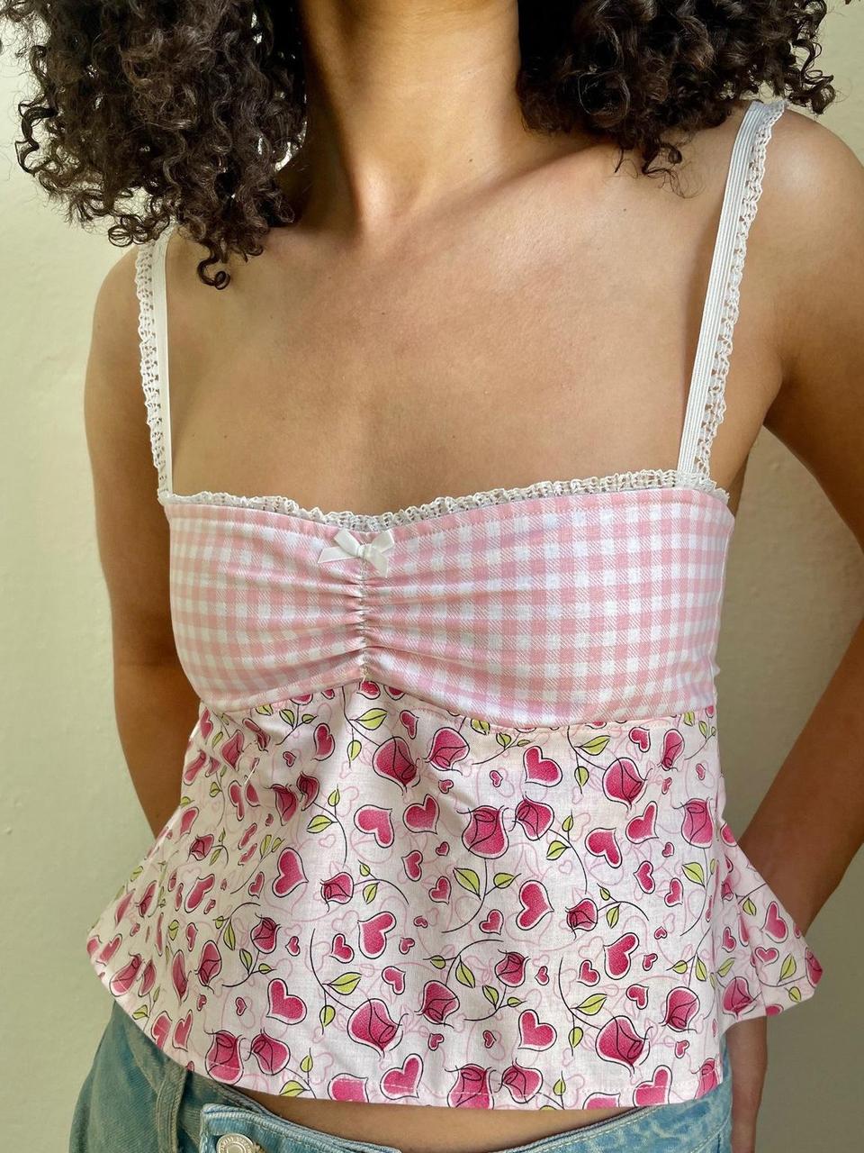 Valerie top Gorgeous mix of pink gingham and rose... - Depop
