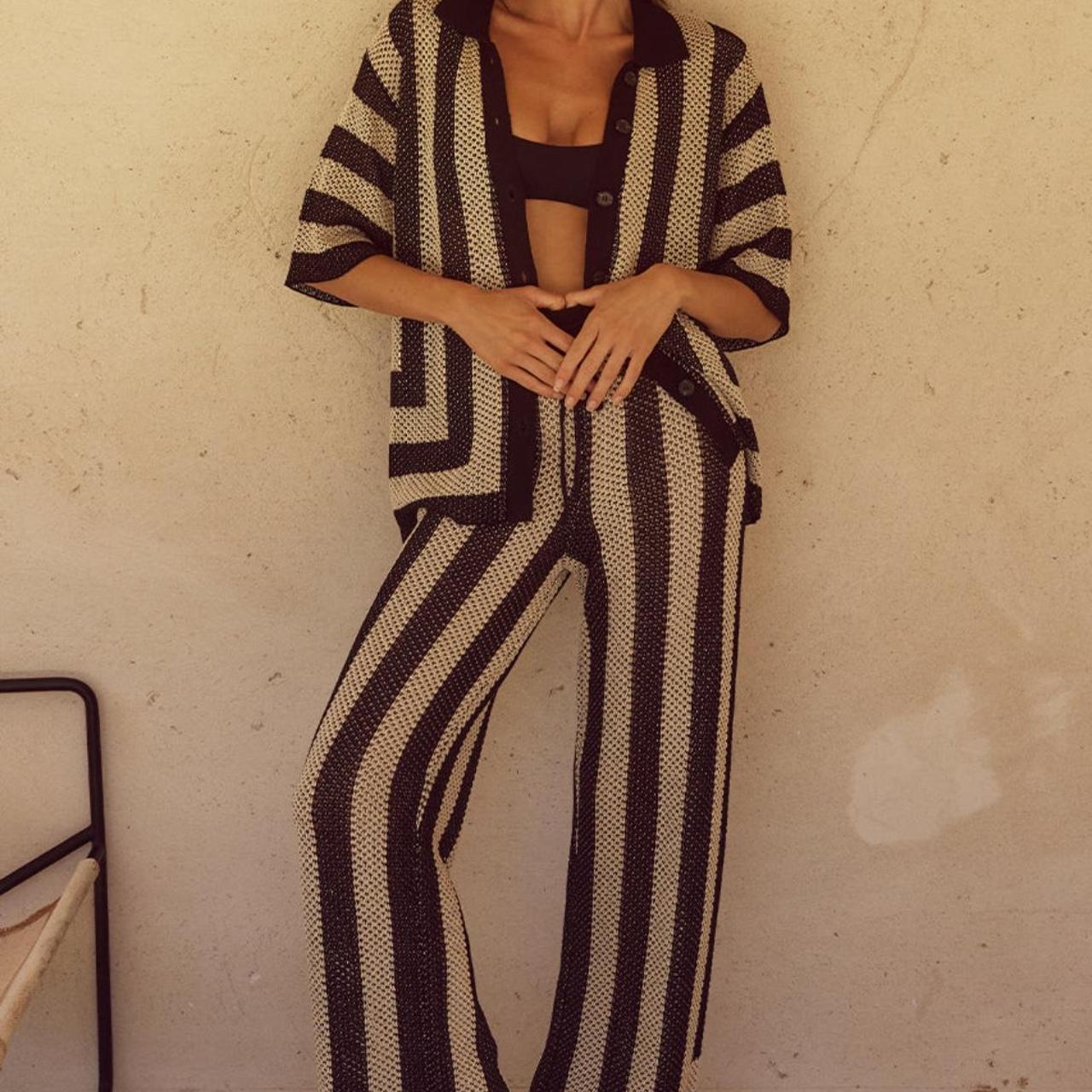 Black and white striped knit set Runaway the... | Depop