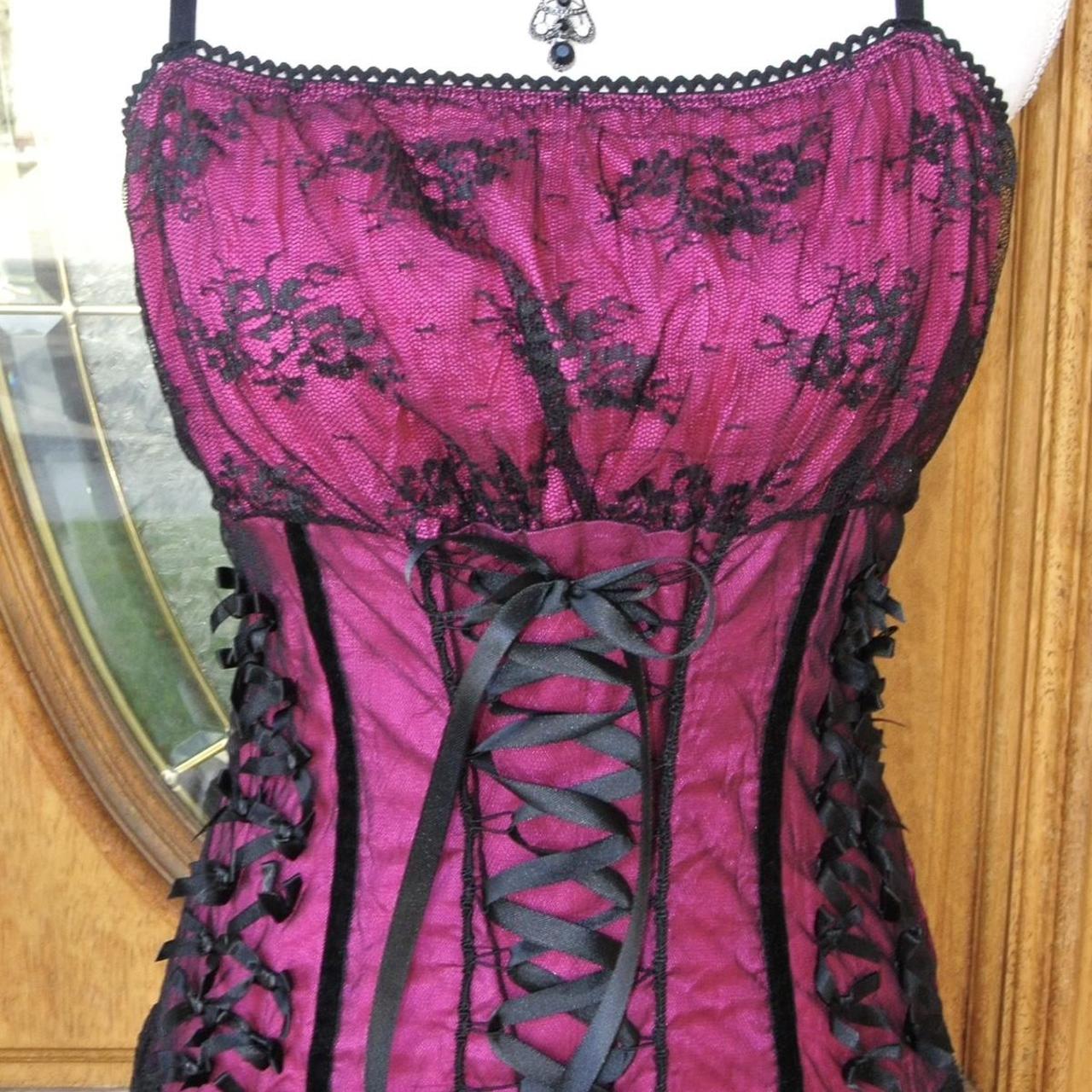 Insane 2000’s punk princess magenta dress w black... | Depop