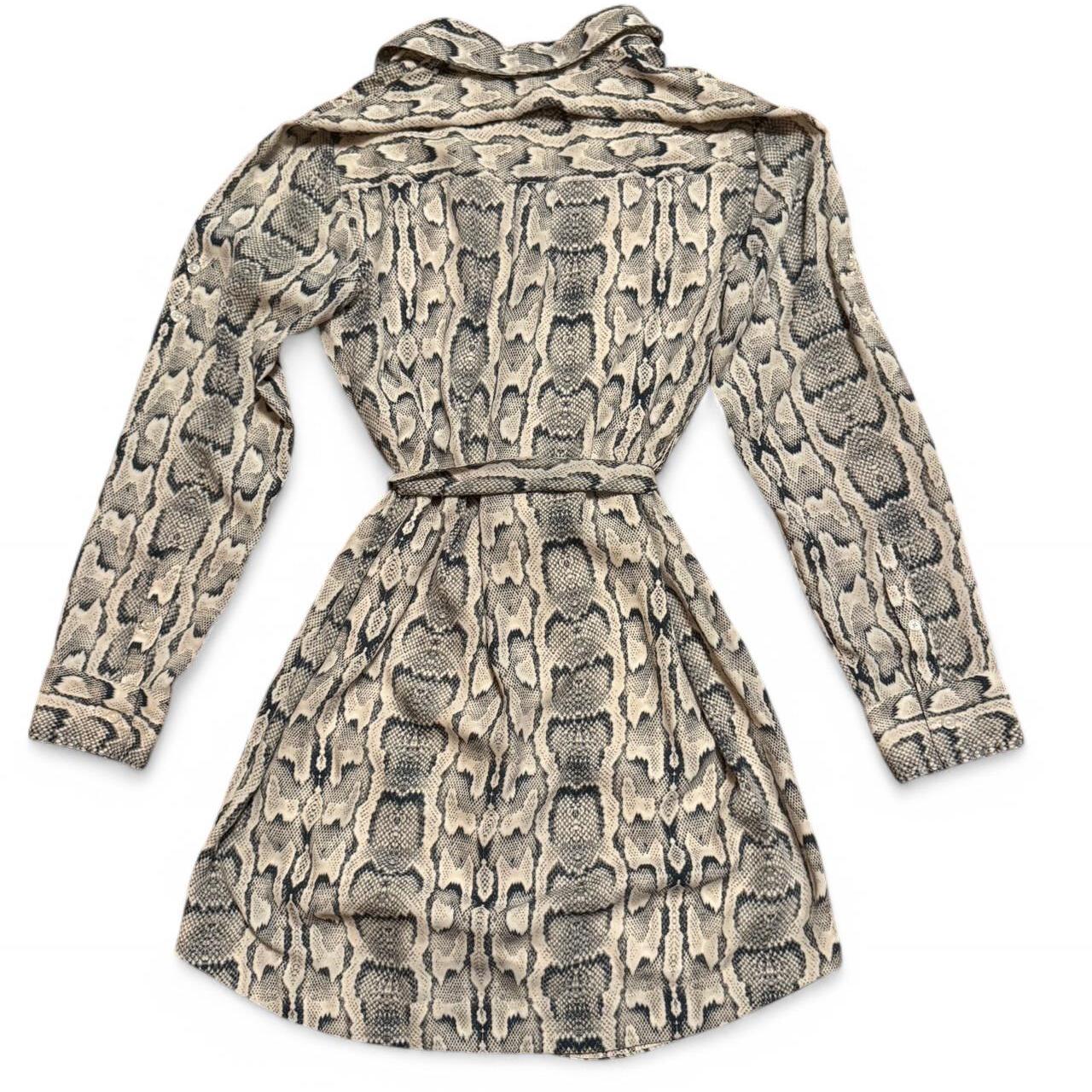 Vintage Express Snake print button down shirt dress... | Depop