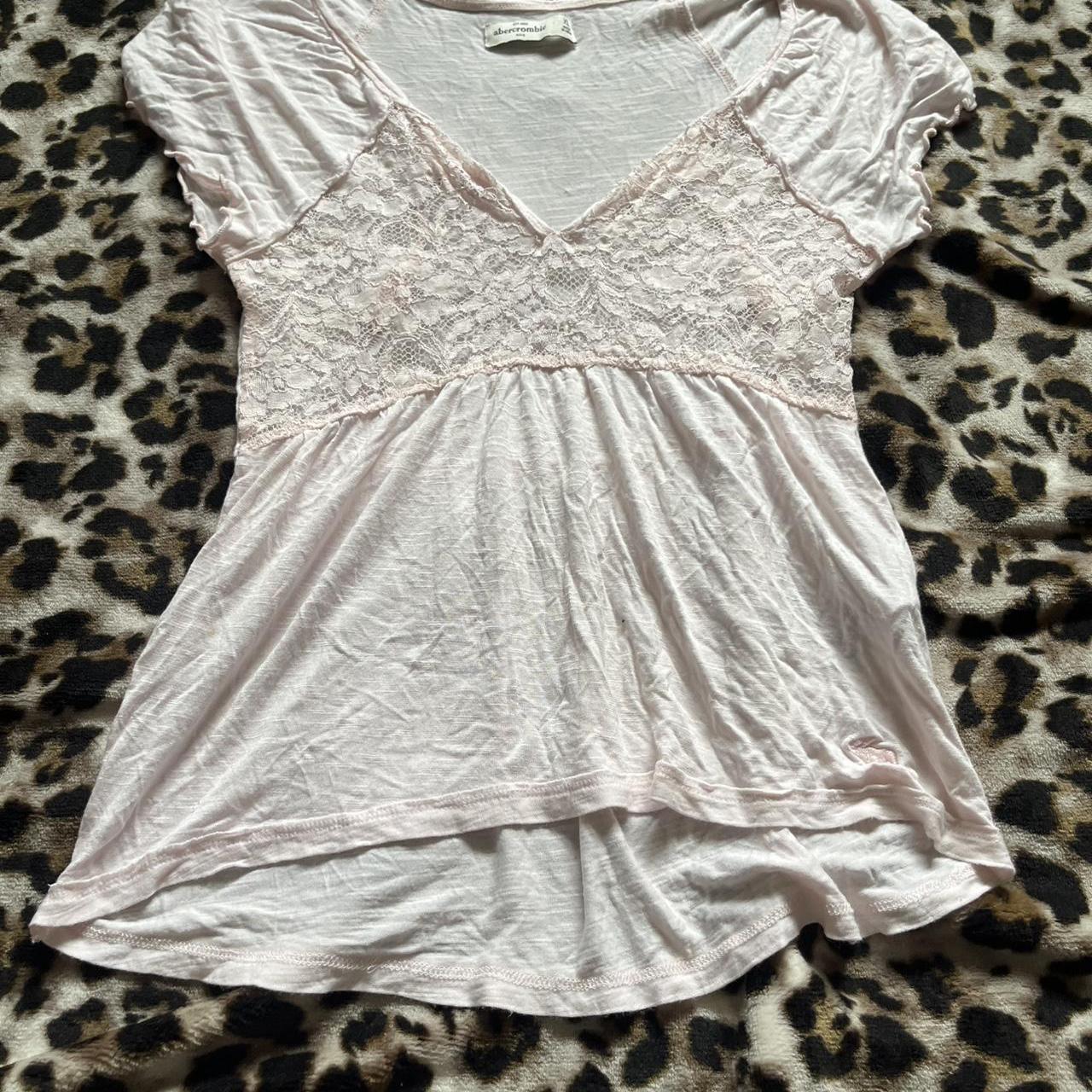 Abercrombie baby pink babydoll top with lace... | Depop
