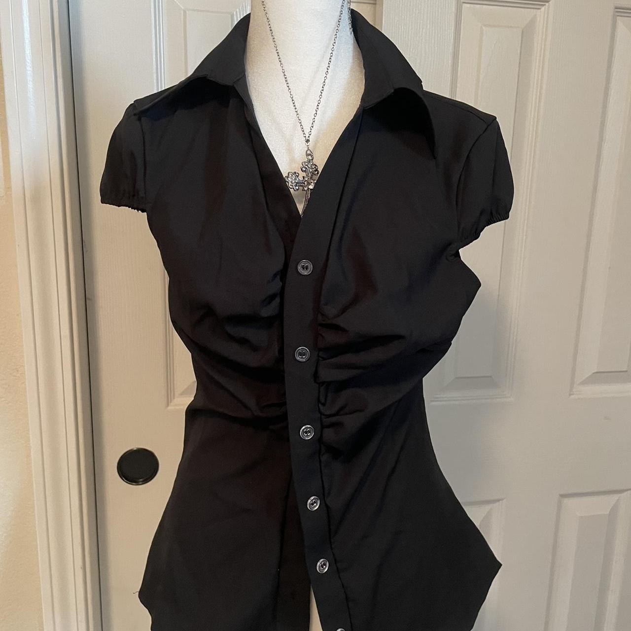Brand new Black ruched button up blouse #gothfashion... - Depop