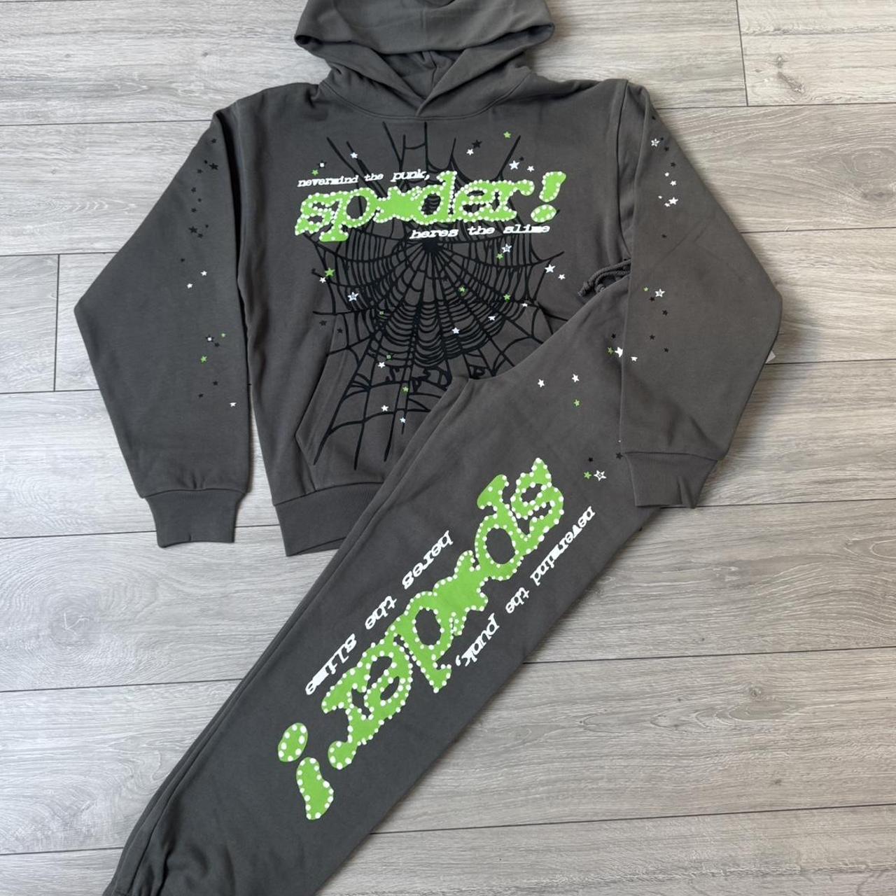 Spider “Sp5der”World Punk Slate Grey Tracksuit... | Depop