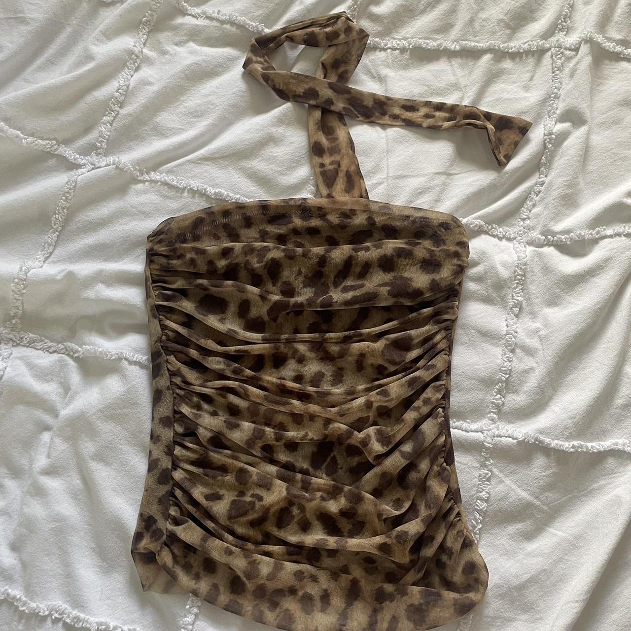 Zara leopard print tube top with scarf - Depop