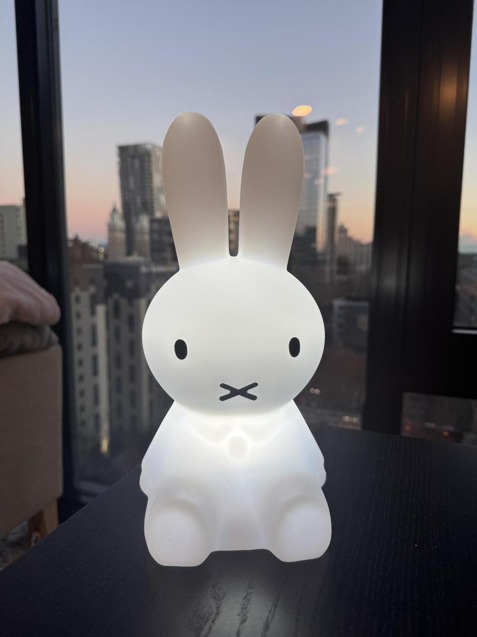 White Miffy night light lamp Rechargeable desk lamp... - Depop