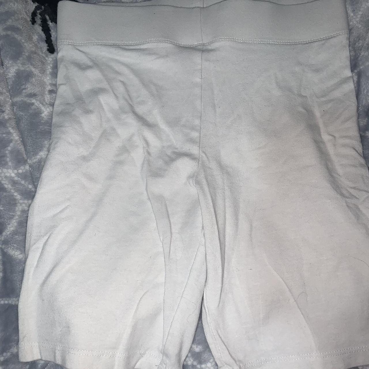 2000s white shorts y2k style. Forever 21 biker... | Depop