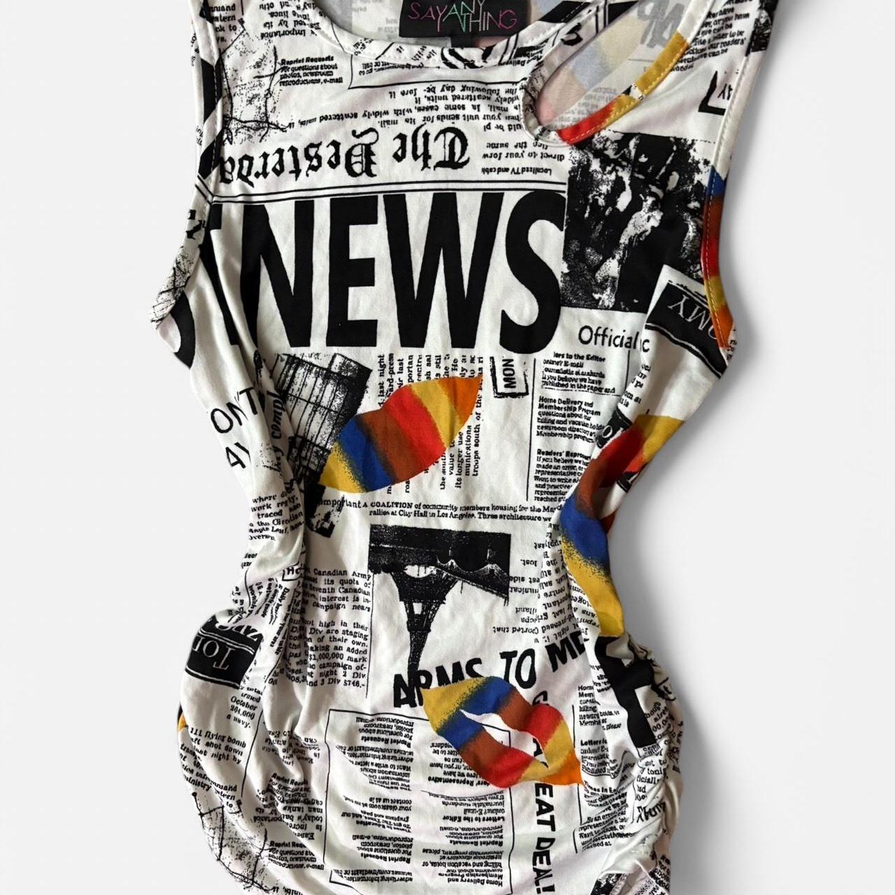 Vintage 90s Newspaper Print Top I love this News... | Depop