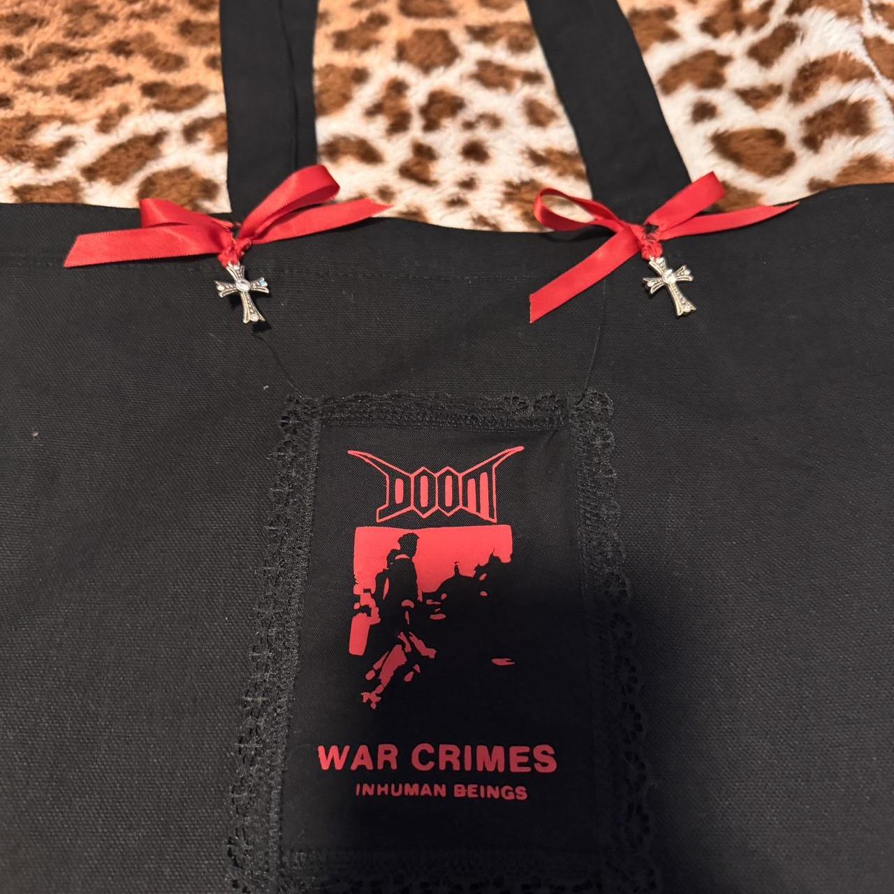 DOOM WAR CRIMES TOTE BAG HANDWASH... - Depop