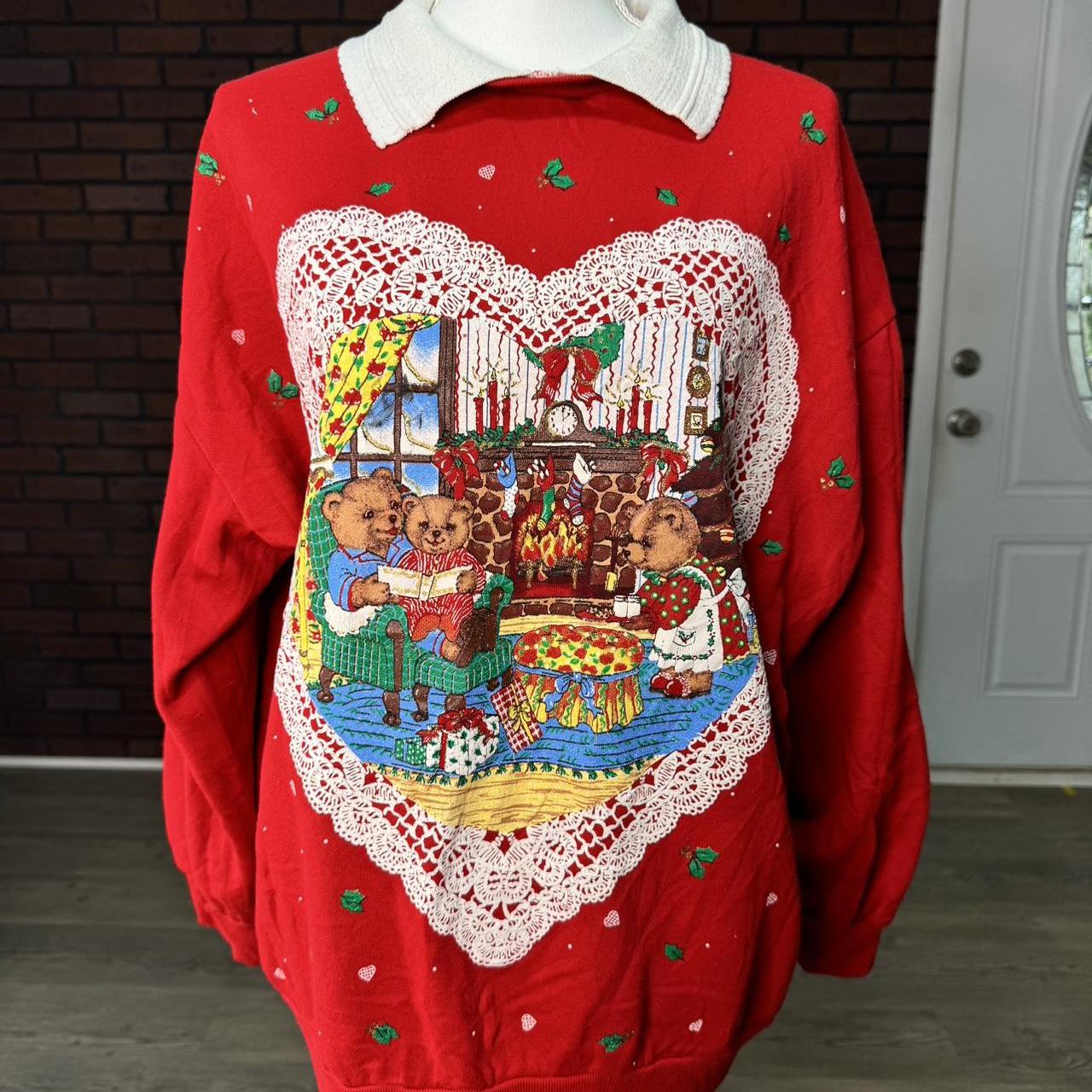 Vintage Nutcracker Christmas Sweater with lace heart... - Depop
