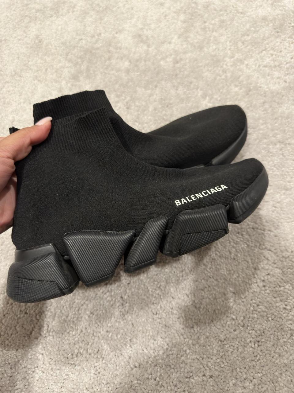 Balenciaga Speed Sneakers Black w/ White Balenciaga... - Depop