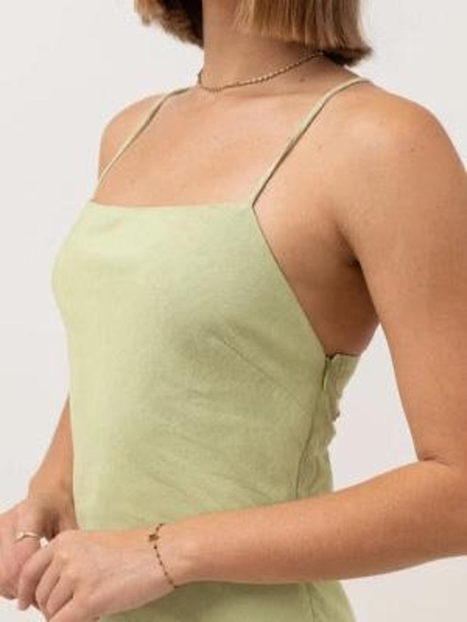 Rhythm Dress in Aloe Super light linen midi... - Depop