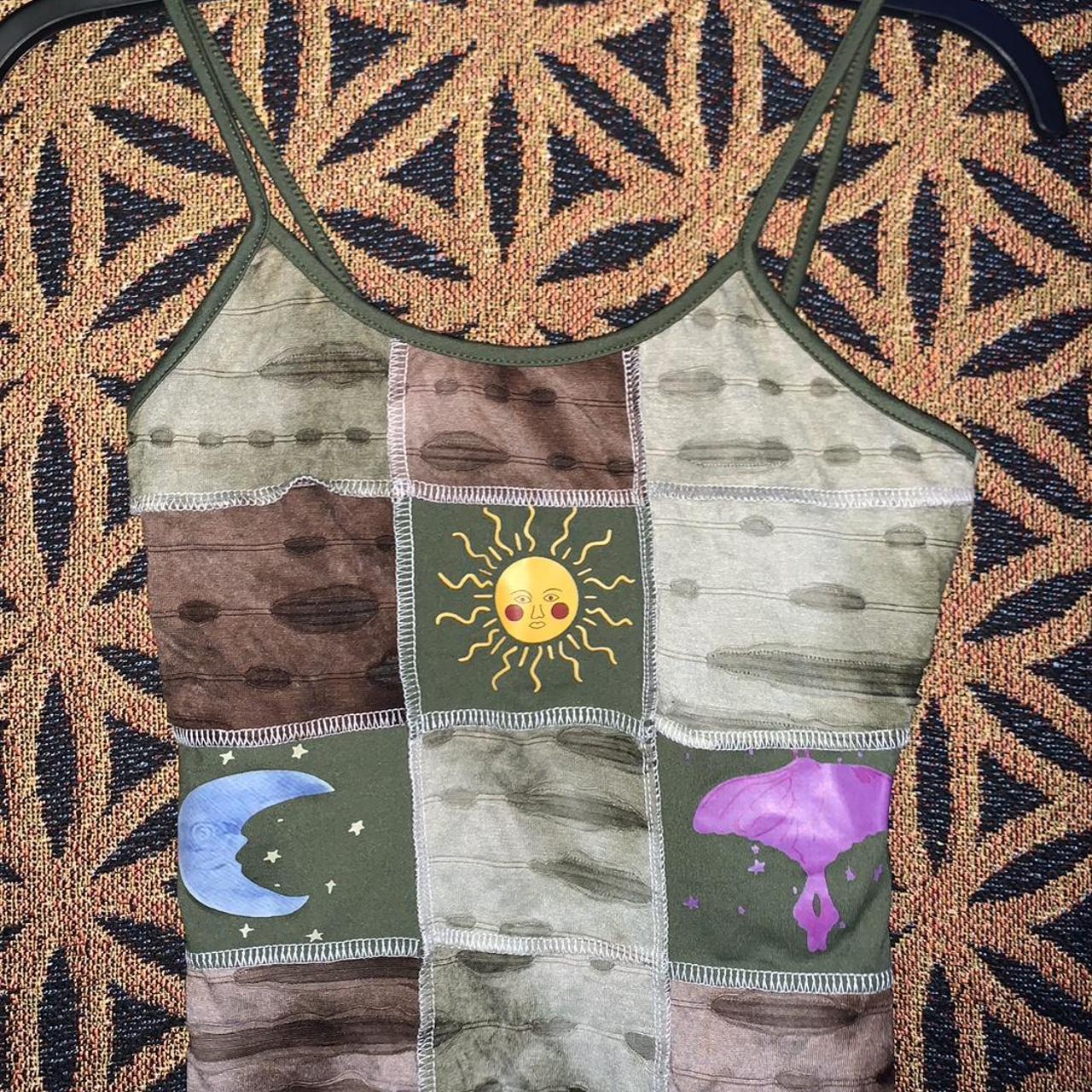 Fairycore green sun and moon tank top from... - Depop