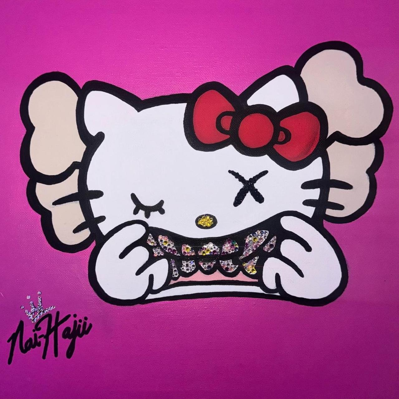 “Hello Kaws” Hello Kitty x Kaws painting - 12 x... | Depop