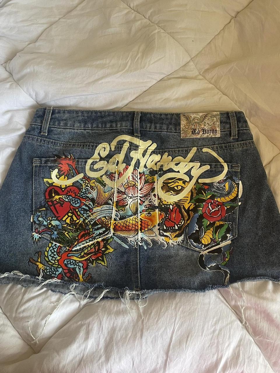 Ed Hardy Skirt only worn once for pictures SOLD OUT... - Depop