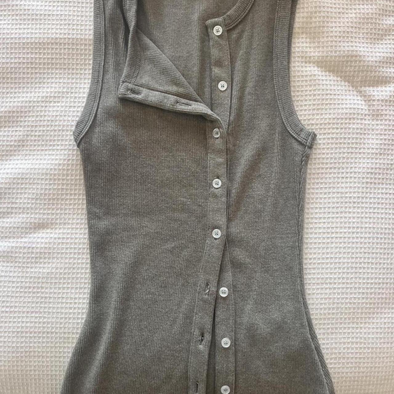 ⭐️Kookai Bec Button tank- Khaki / Grey ⭐️ Size 8... | Depop