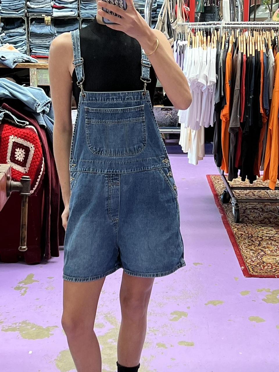 Vintage y2k denim short overalls Brand Canyon River... - Depop