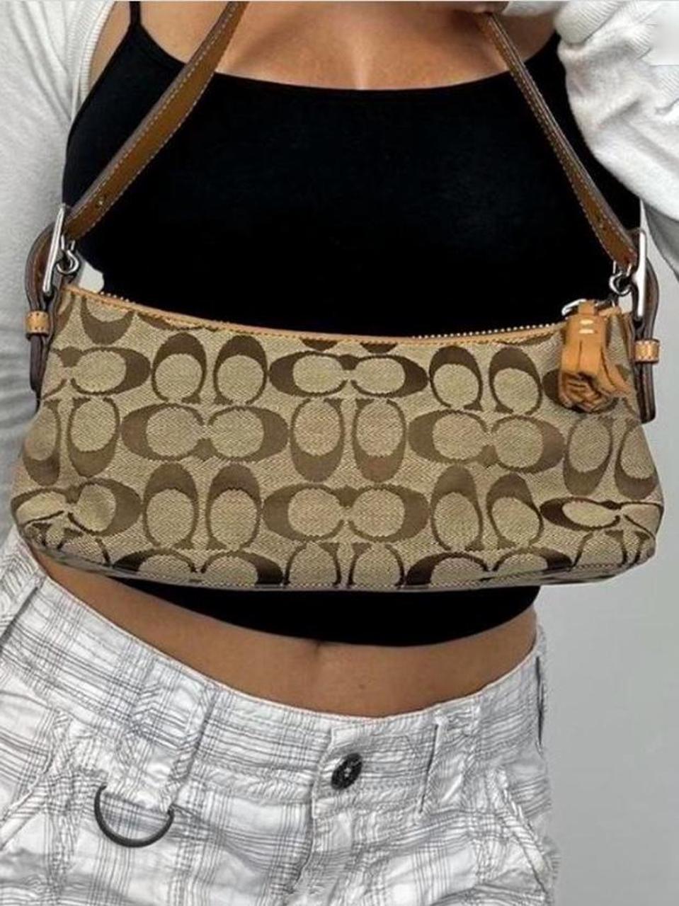 Vintage monogram print coach shoulder bag in colour... - Depop