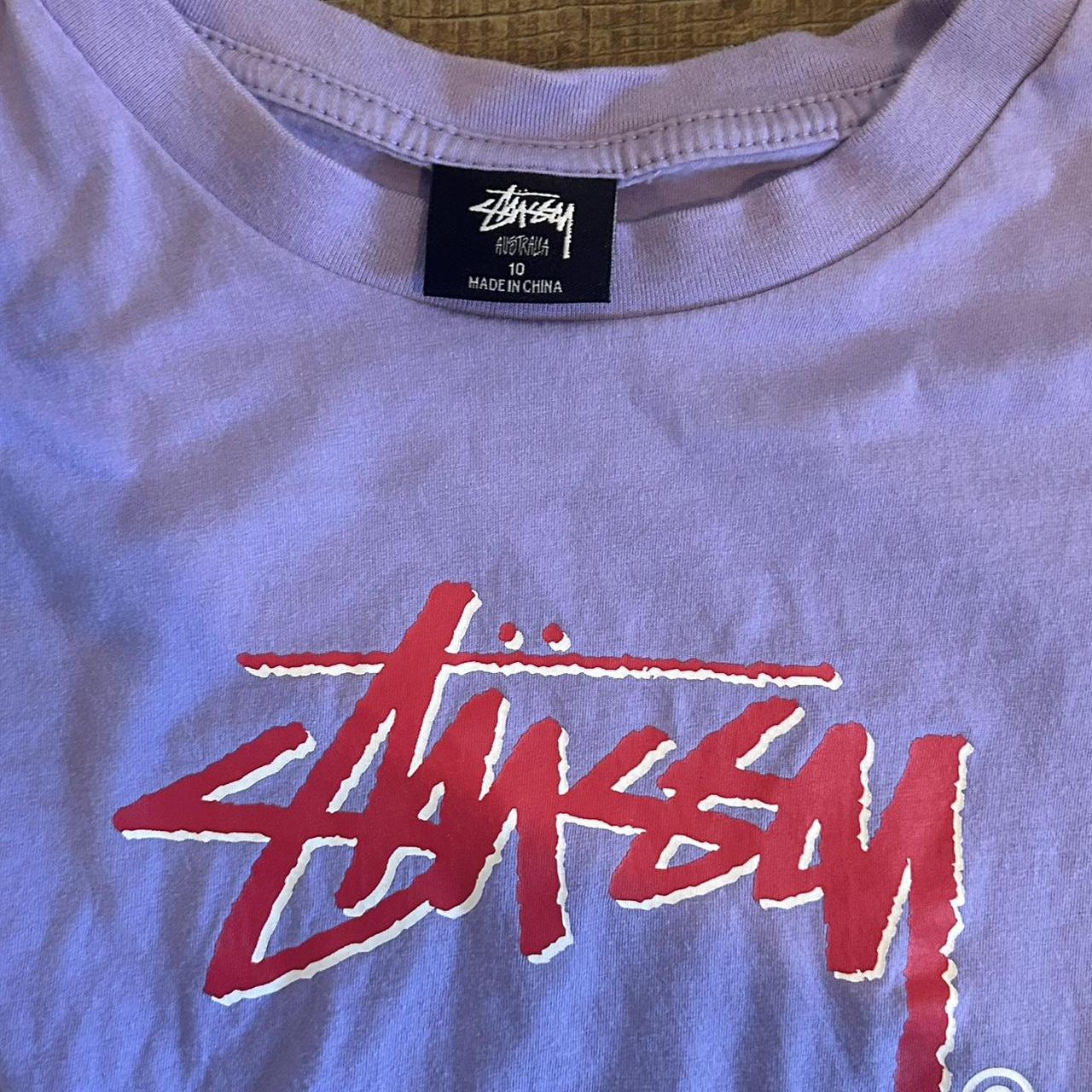 VINTAGE STUSSY AUSTRALIA PURPLE/RED CROPPED TEE... - Depop