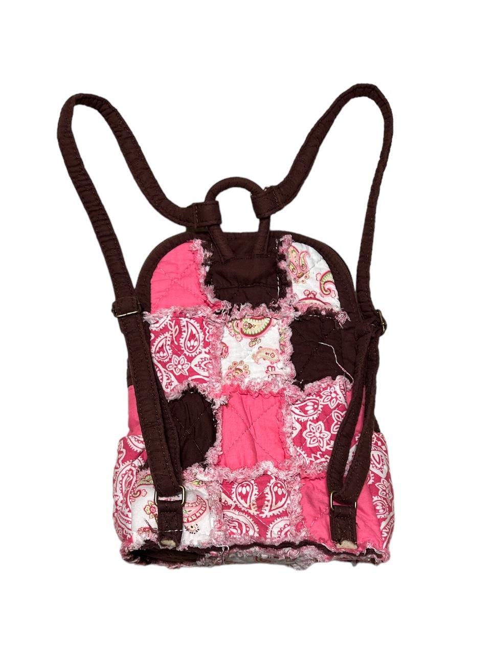 Pink and brown patch work mini backpack Brand:... - Depop