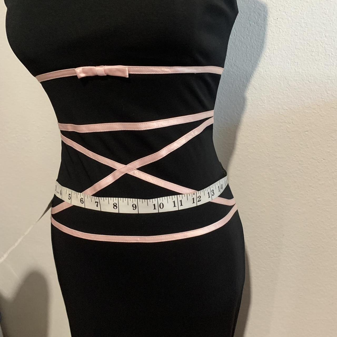 Pink satin ribbon corset dress with bow Dress is... | Depop