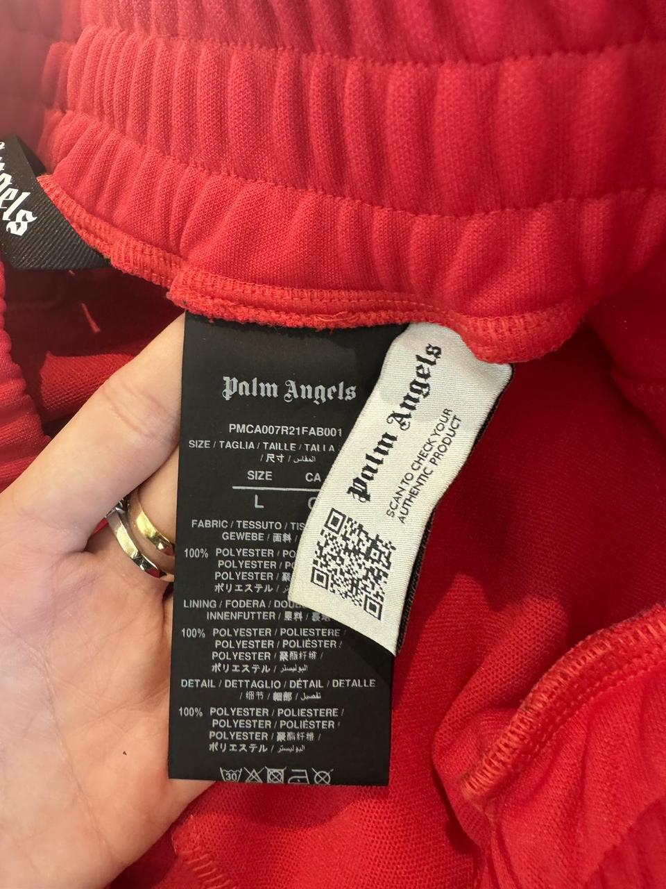 Men’s L palm angels red tracksuit bottoms - 100%... - Depop