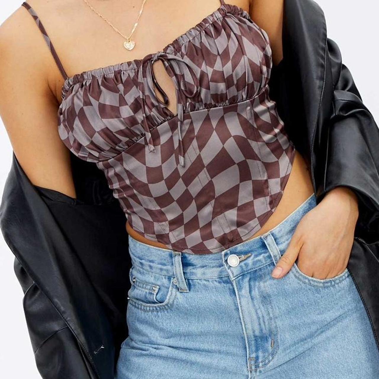 Glassons checkered corset top. Why be a red flag... - Depop