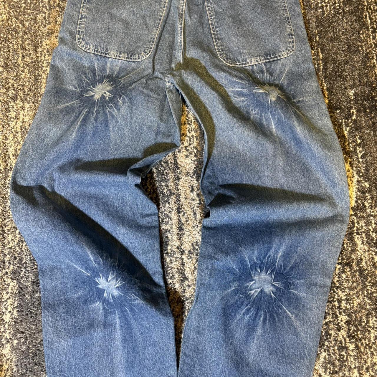 Revolt Faded blue denim overalls with unique star... | Depop