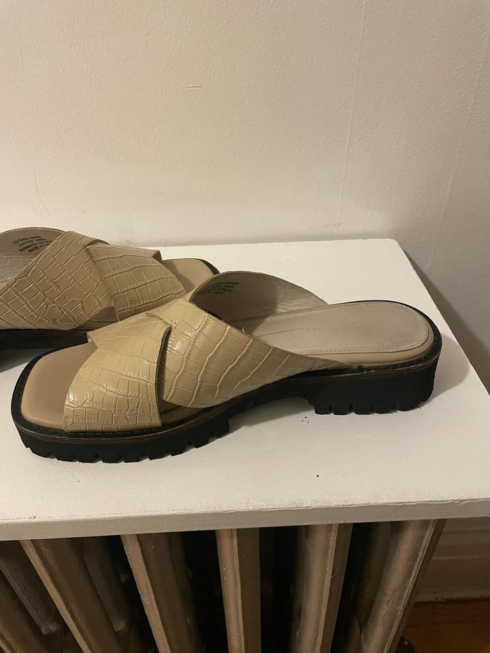 Lug sole tan snake skin sandals with heel So cute... - Depop