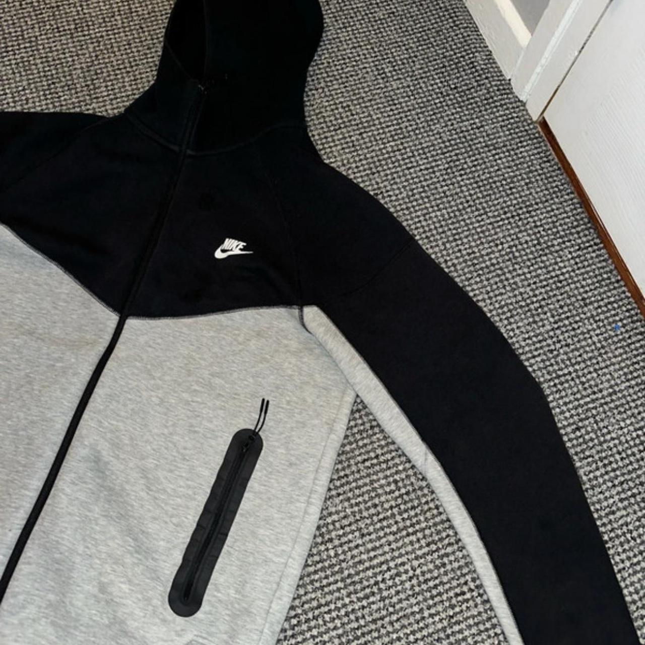 Men’s black and grey Nike tech fleece hoodie •only... | Depop