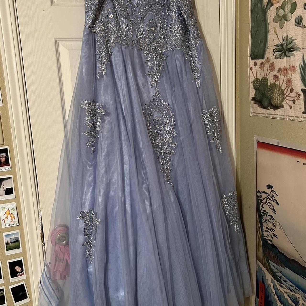 periwinkle strapless ball gown for prom made by “say... | Depop