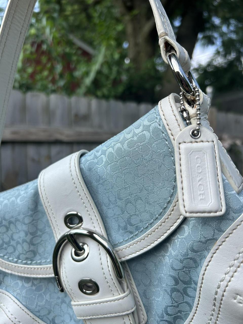 Light blue big buckle coach shoulder bag , perfect... - Depop