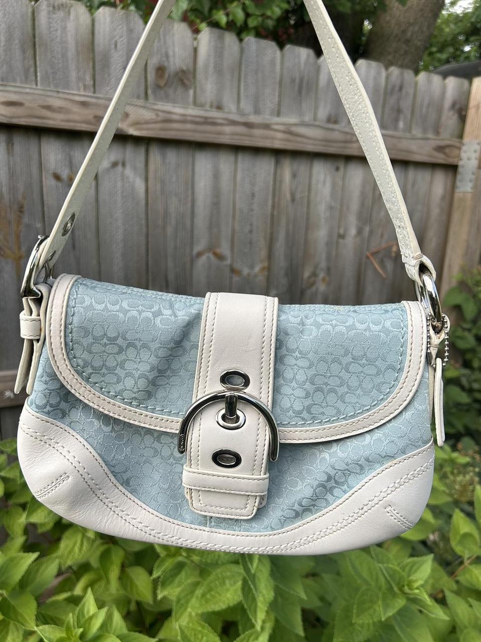 Light blue big buckle coach shoulder bag , perfect... - Depop