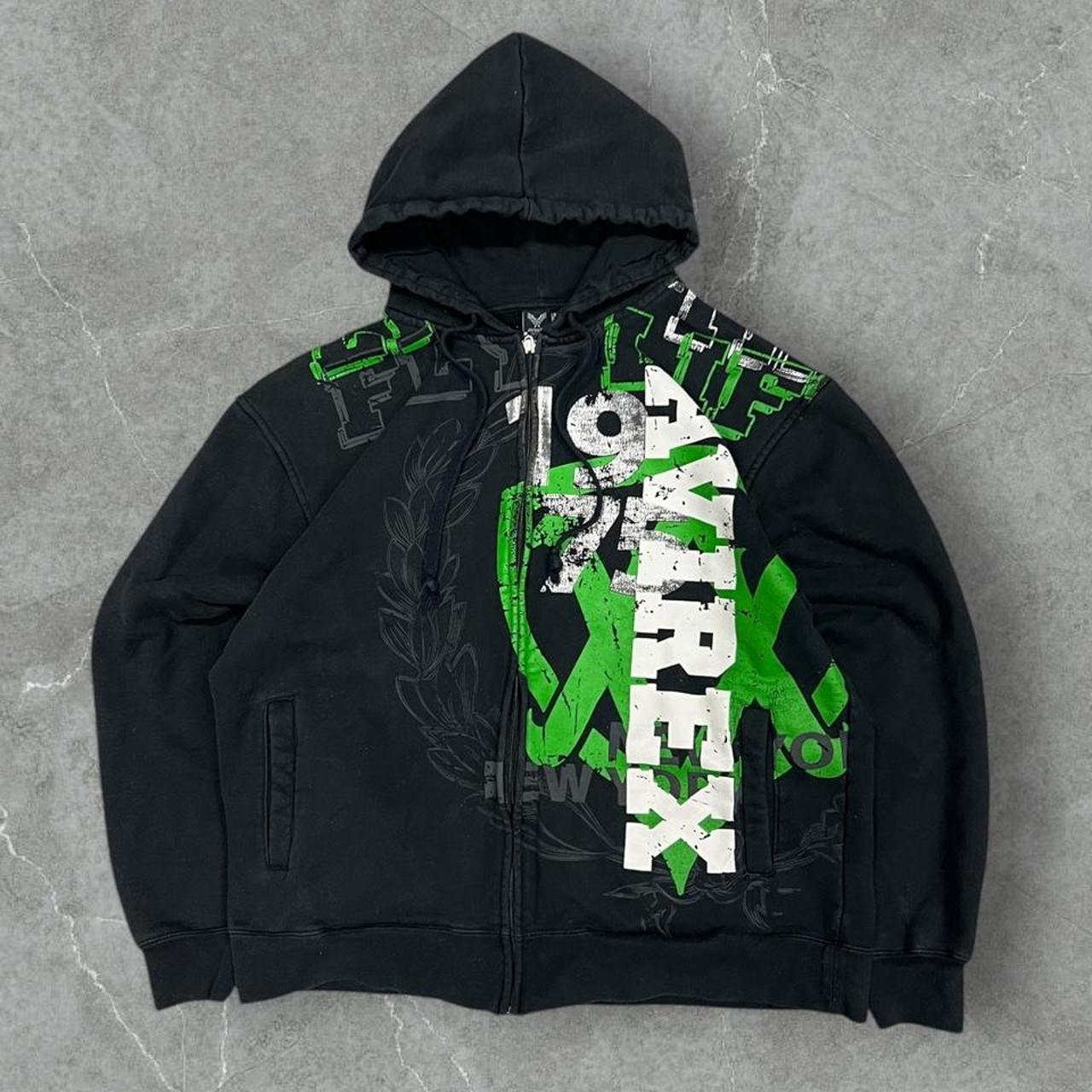 Y2K Avirex zip up hoodie with bold graphics #skater... - Depop