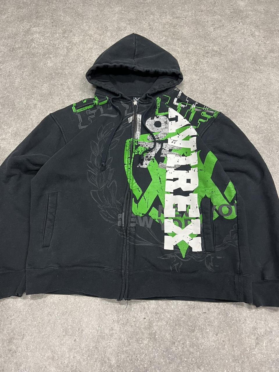 Y2K Avirex zip up hoodie with bold graphics #skater... - Depop