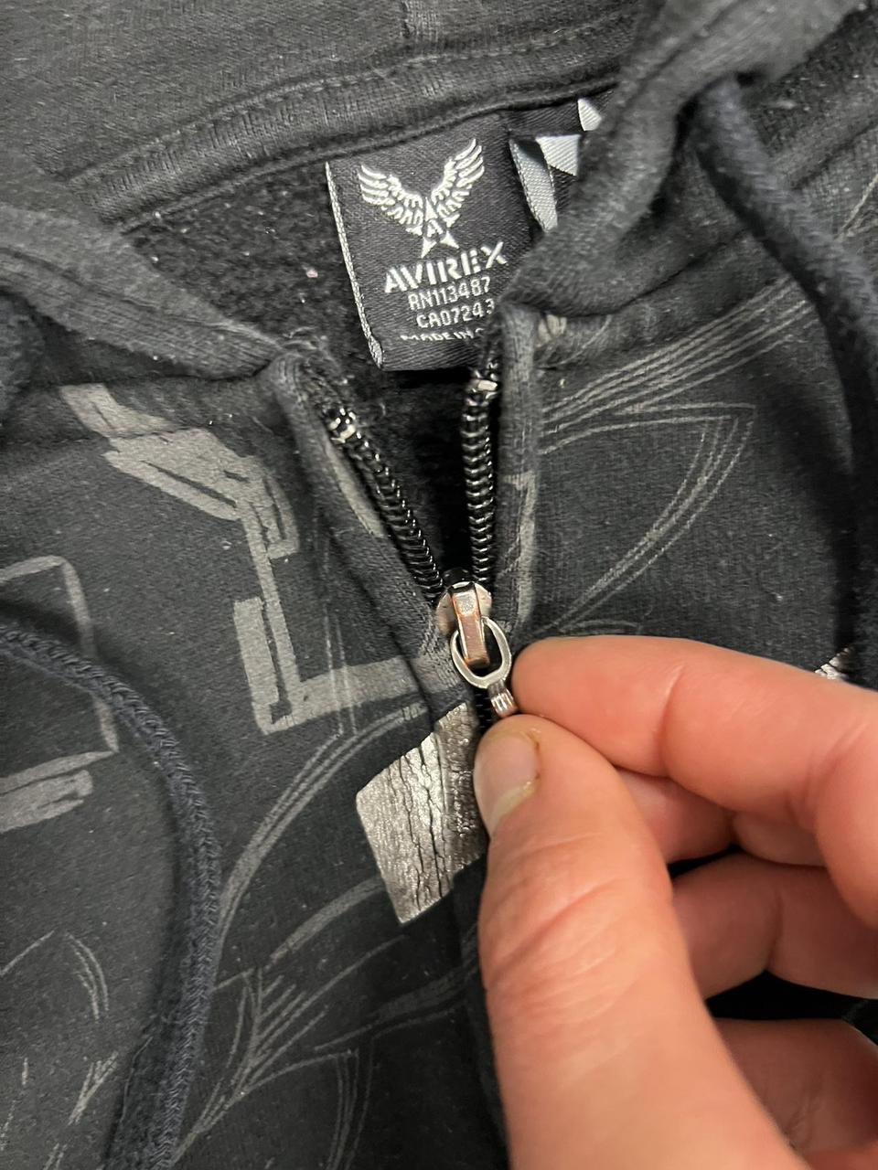 Y2K Avirex zip up hoodie with bold graphics #skater... - Depop