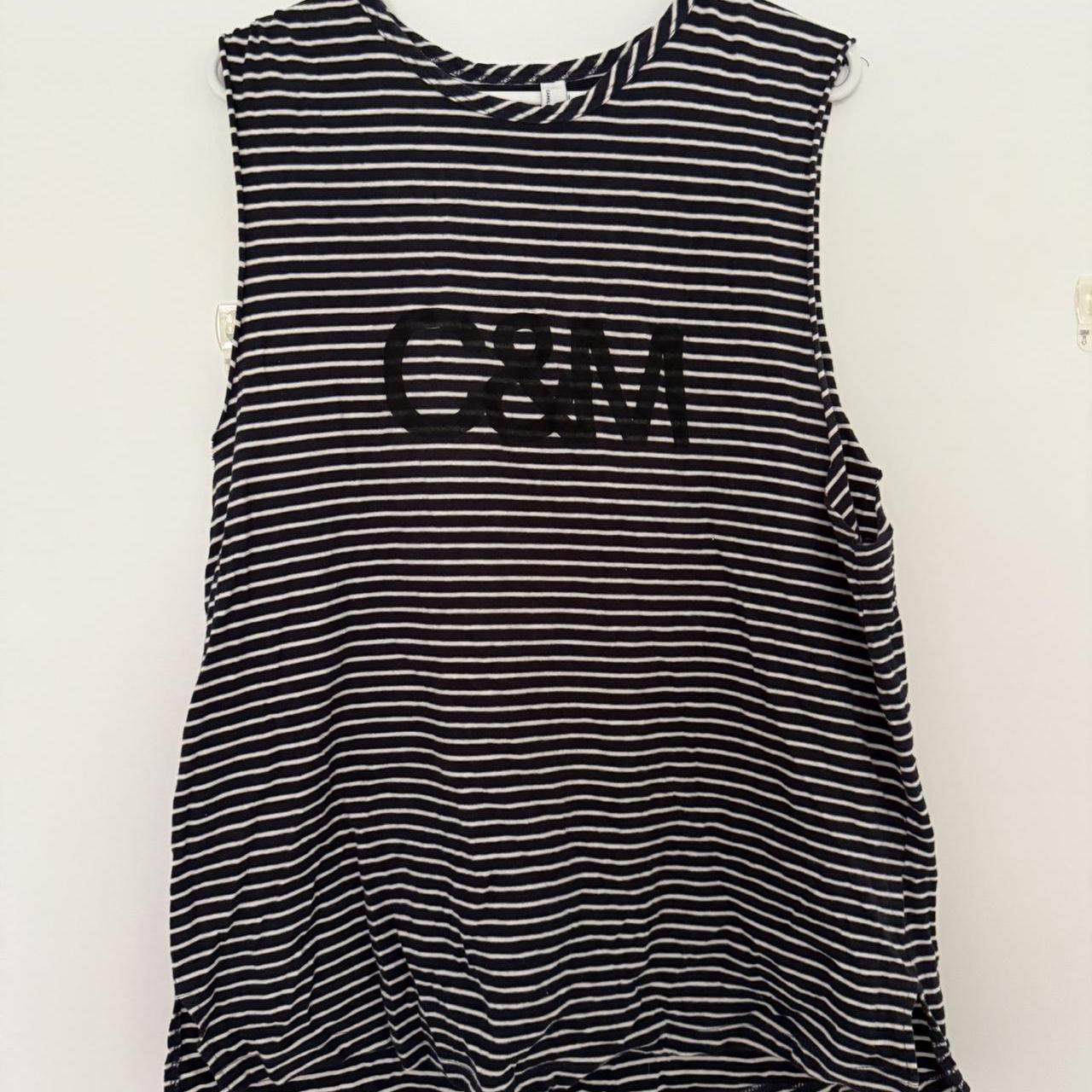 Navy and white striped C&M top #stripes | Depop