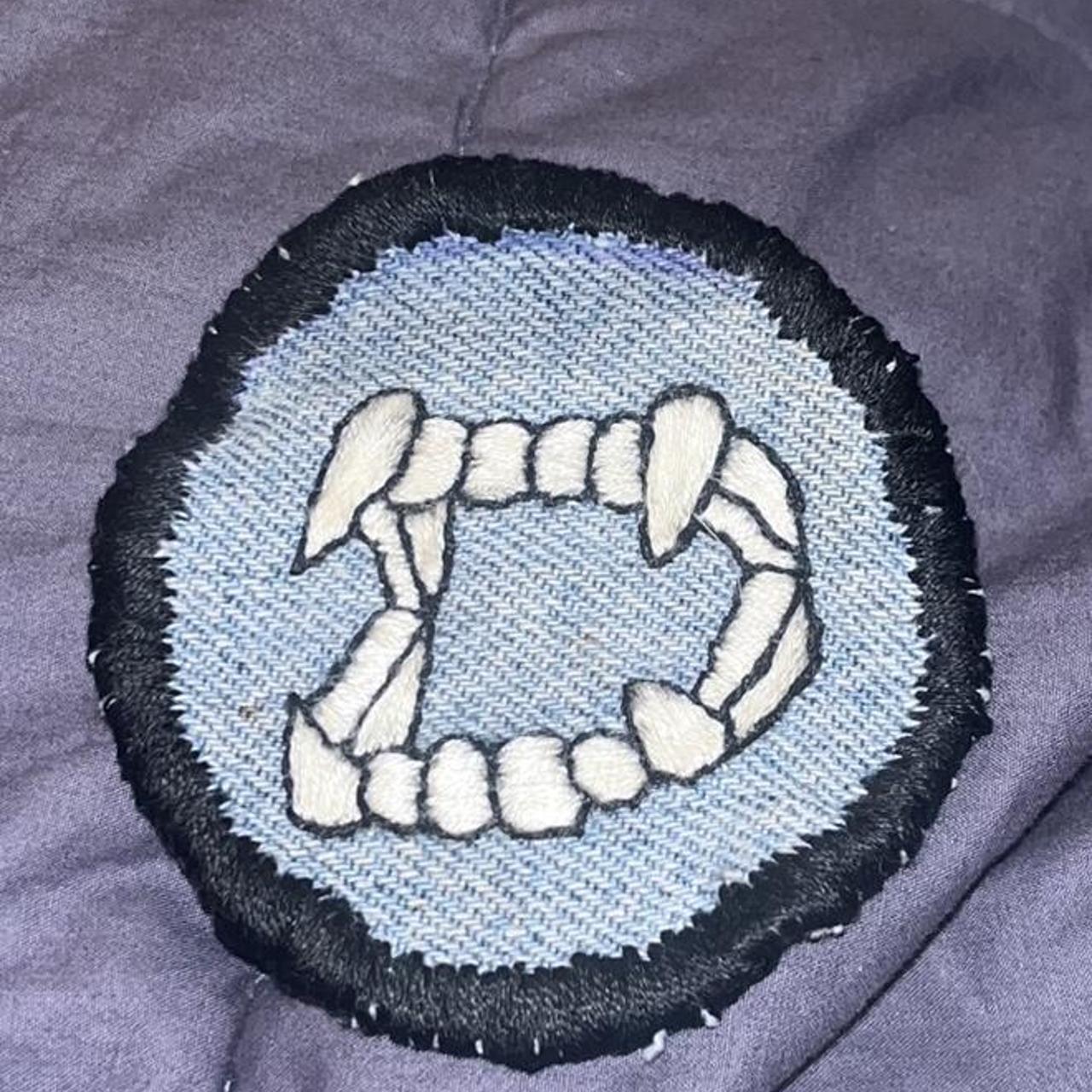 hand embroidered denim vampire teeth Halloween party... | Depop