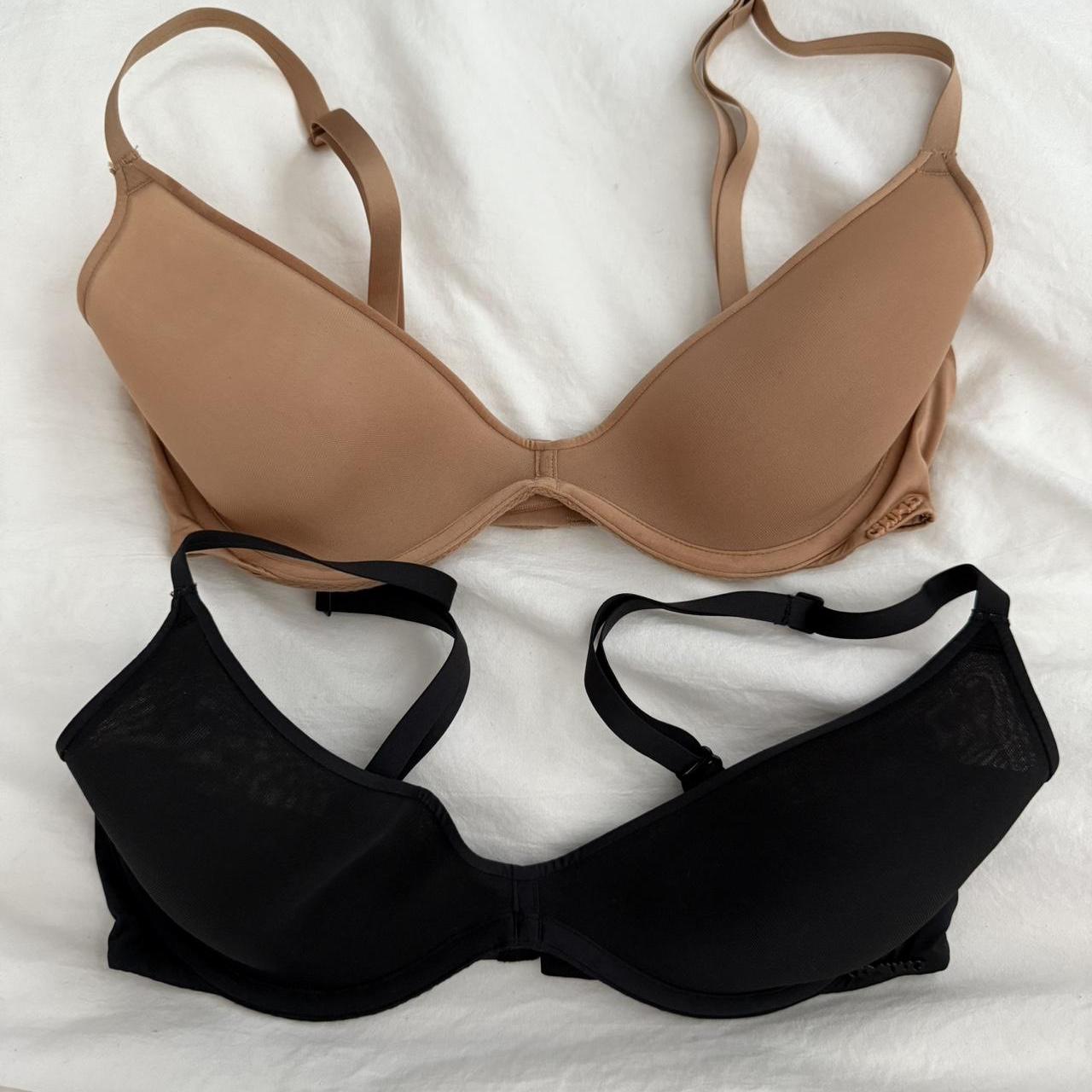 Set of two ultra fine mesh scoop bras in black and... | Depop
