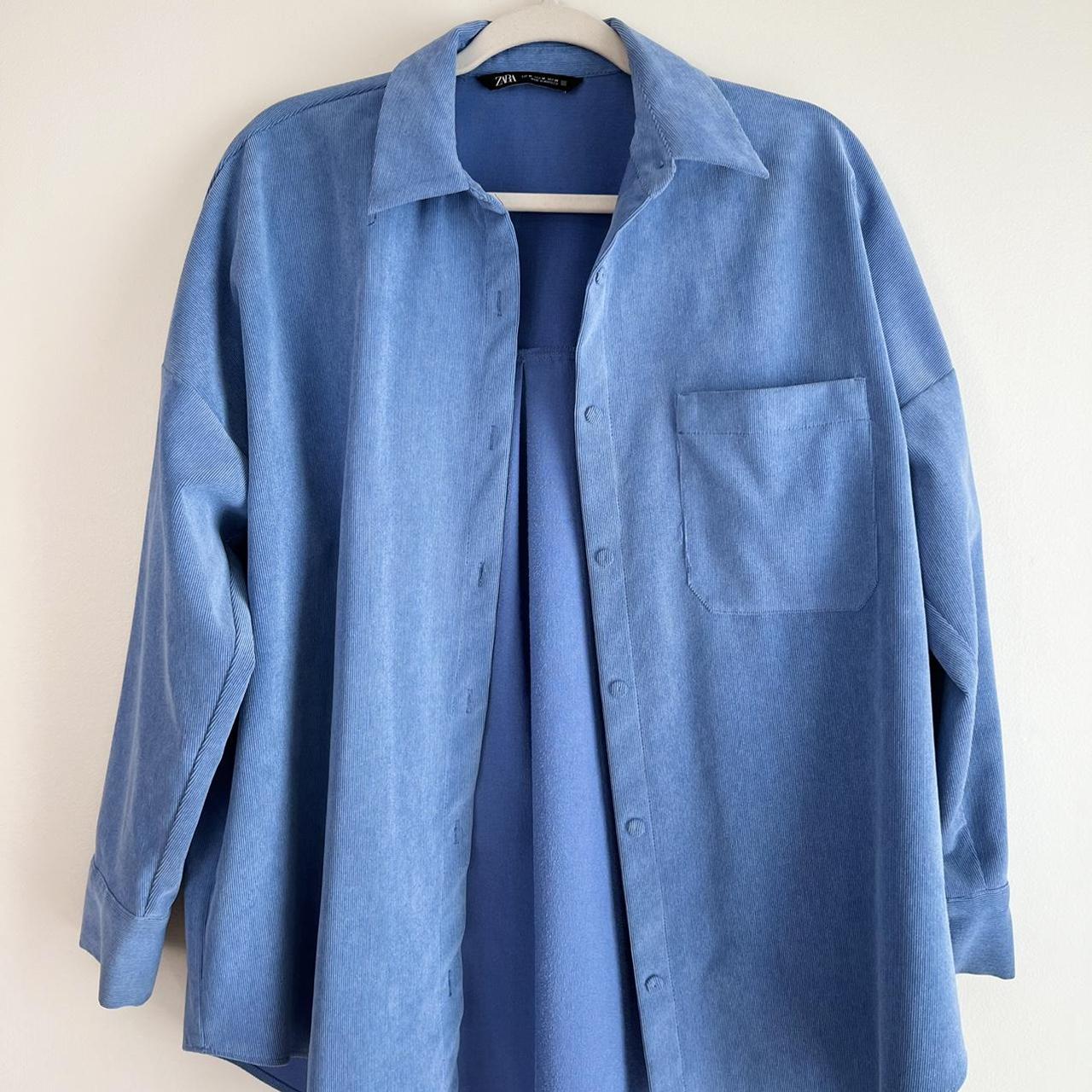 Zara Light weight blue button jacket #zara #jacket... - Depop