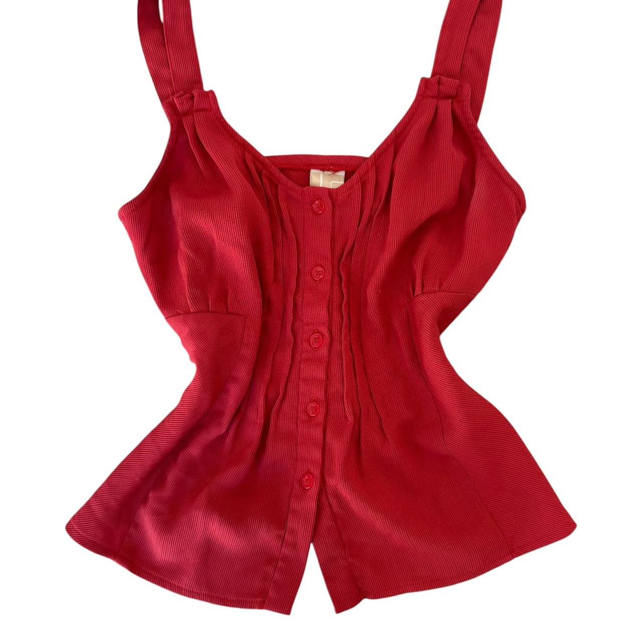 cute button up front top says size L but fits xs /... - Depop