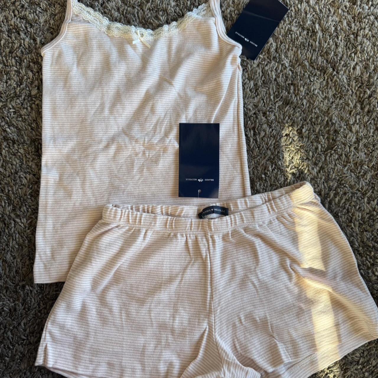 Brandy melville pink stripe pj set - Depop