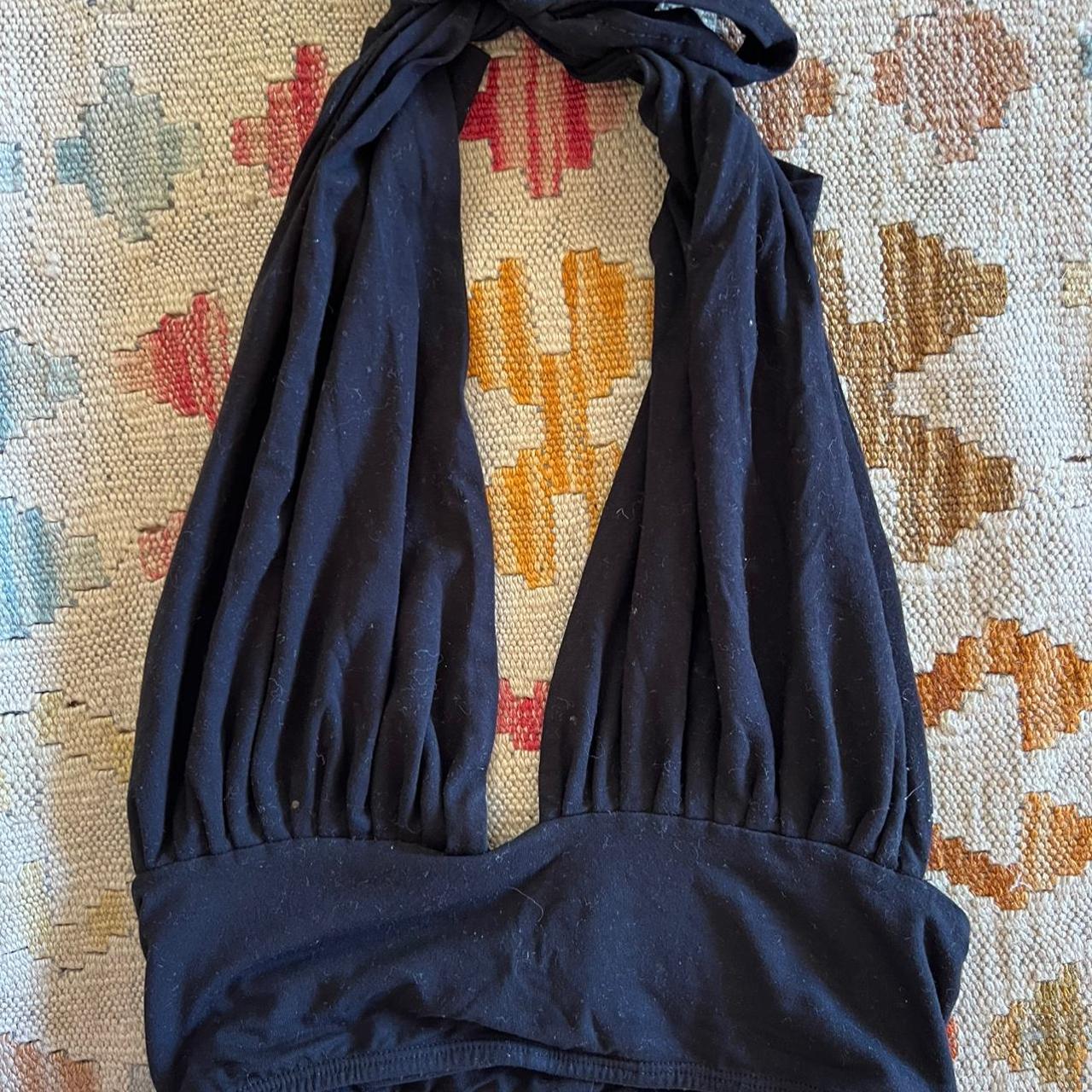 Navy halter top with tie back detail #halterneck | Depop