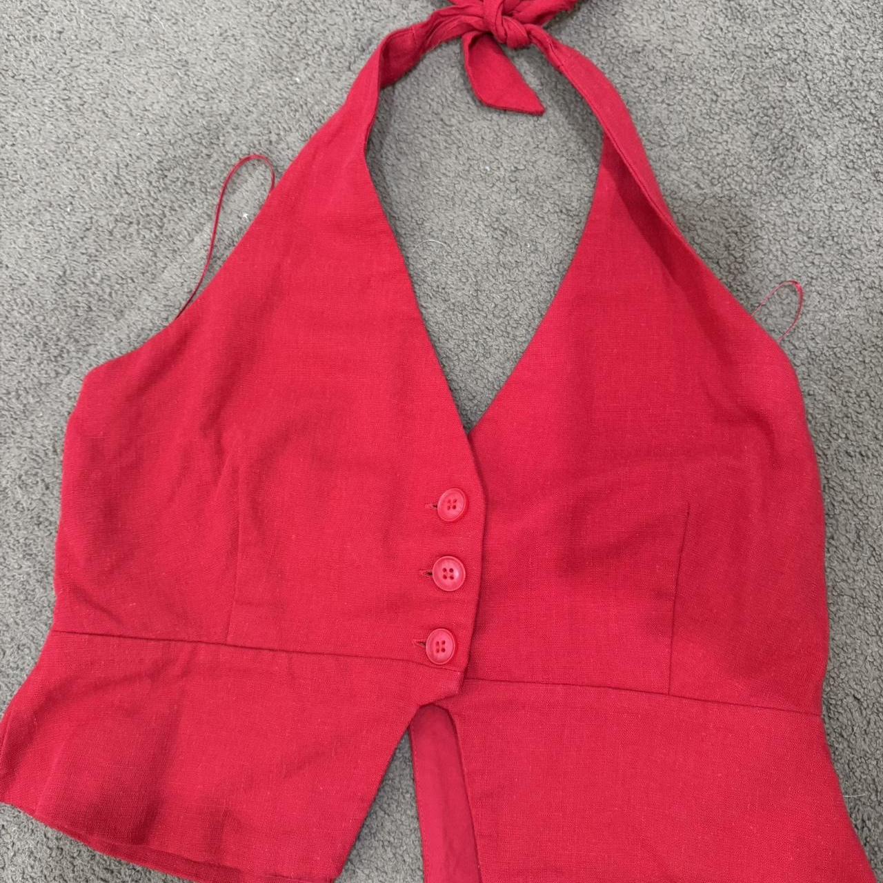 City beach Mooloola Red linen halter top with tie... | Depop