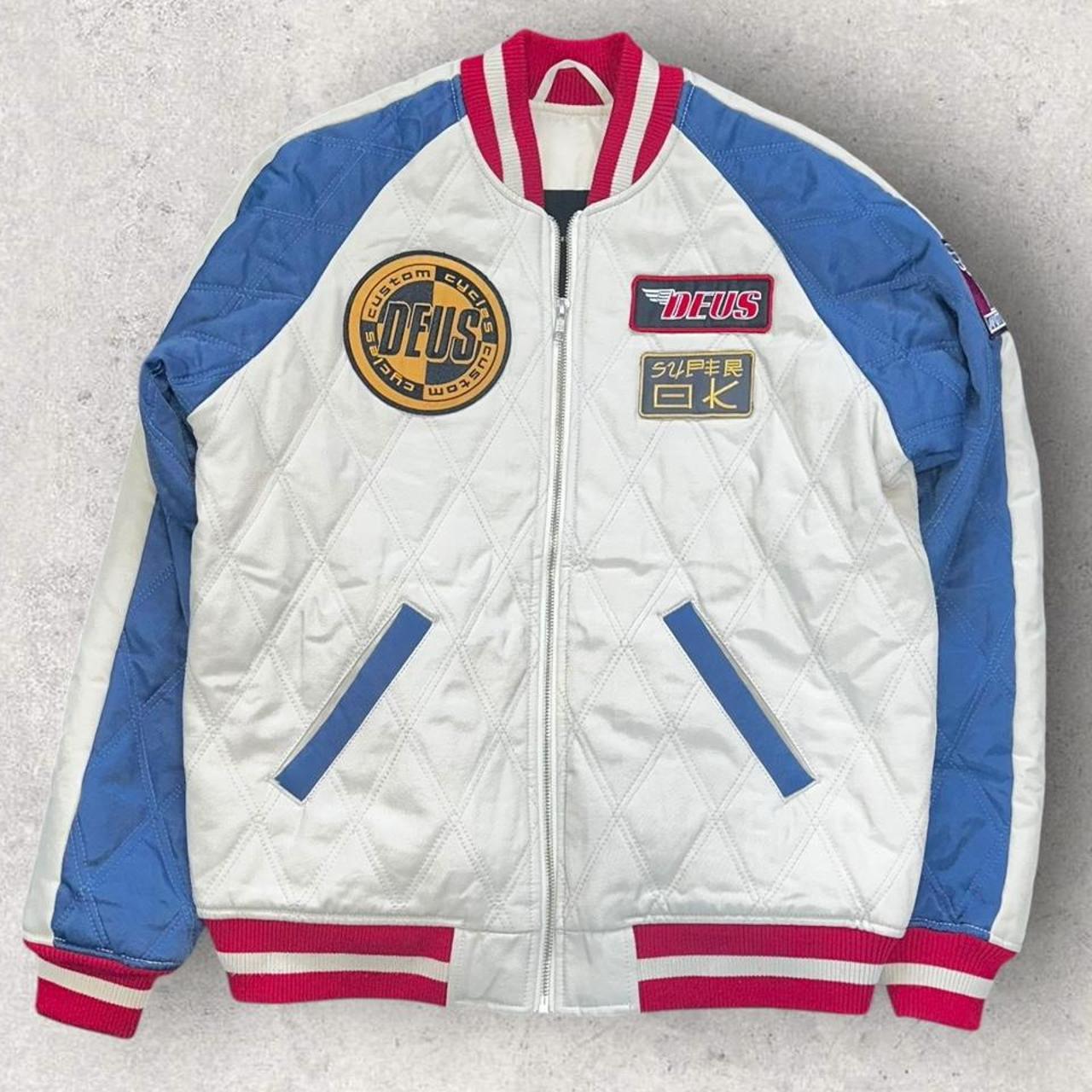 y2k dues ex machina motor clubs bomber jacket 22”... | Depop