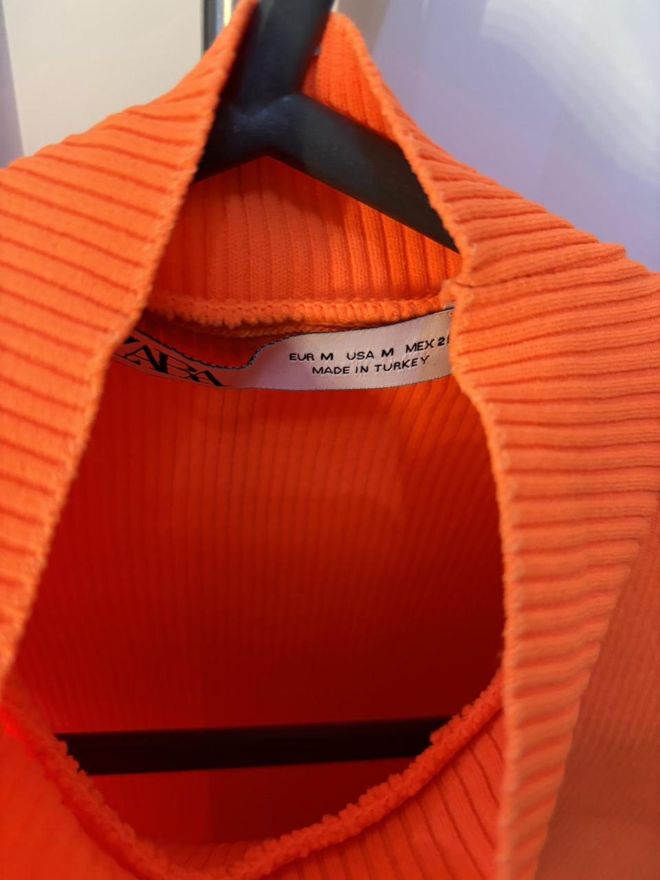 Zara orange ribbed high neck top🍊 size medium 🍊 worn... - Depop